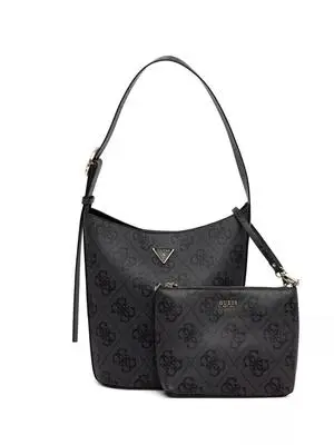 Guess Monogram Print Logo Plaque Tote Bag