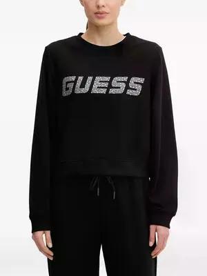 Guess Embellished Cropped Sweatshirt - Black