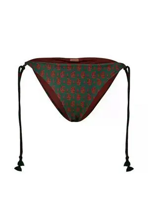 Johanna Ortiz Sagrado Paisley-print Bikini Bottoms - Green