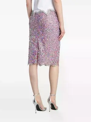 Costarellos Naia Sequin-embellished Lace Midi Skirt