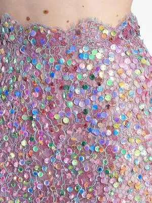 Costarellos Naia Sequin-embellished Lace Midi Skirt