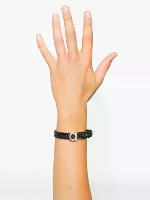 FERRAGAMO Gancini Braided Leather Bracelet - Black