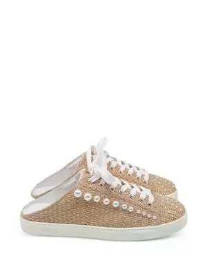 STUART WEITZMAN Goldie Pearl-embellished Mules - Neutrals