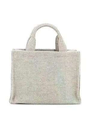 Celine Cabas Thais Triomphe Striped Textile Small Tote Bag