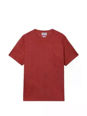 MC2 SAINT BARTH Ecstasea Pure Linen T-shirt With Logo Embroidery - Red