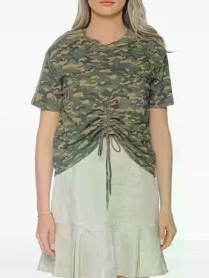 Ksubi Ruched Camouflage-print T-shirt - Brown