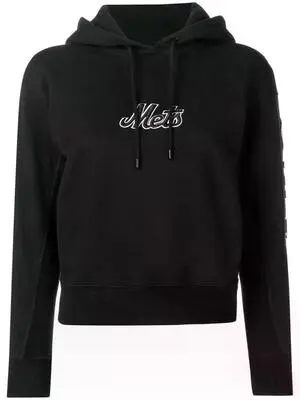COUNTY OF MILAN Logo Embroidered Cropped Hoodie - Black