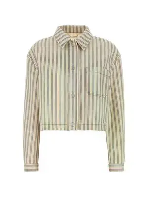 Fendi Ff Striped Denim Jacket - Neutrals