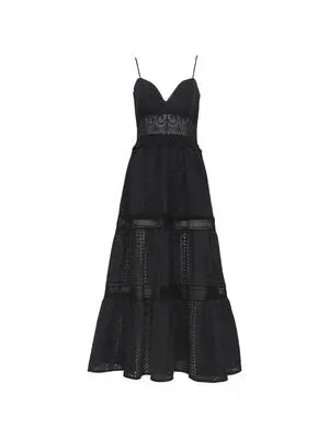 Loretta Caponi Demi Cotton Midi Dress - Black