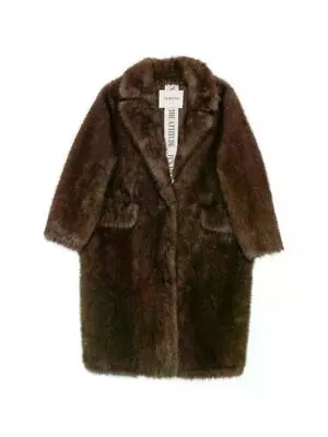 VALENTINI 1972 Faux Fur Notched Lapel Coat - Brown