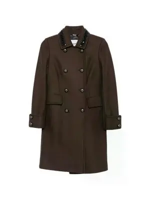 BAZAR DELUXE Bead-embellished Double-breasted Coat - Brown