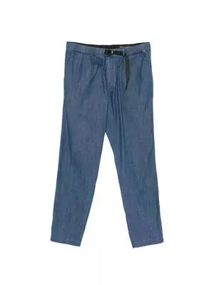 WHITE SAND Belted Elasticated-waist Trousers - Blue