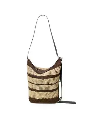 Loewe Striped Interwoven Shoulder Bag - Chocolate/natural