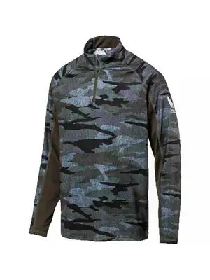 PUMA Volition Camouflage-print Quarter-zip Long-sleeve T-shirt