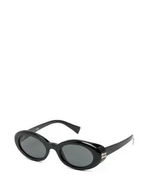Miu Miu Oval Sunglasses With Logo Plaque