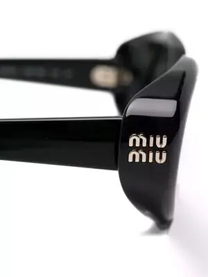 Miu Miu Oval Sunglasses With Logo Plaque