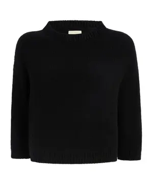 Khaite Crew Neck Elbow Sleeve Ribbed Hem Sweater