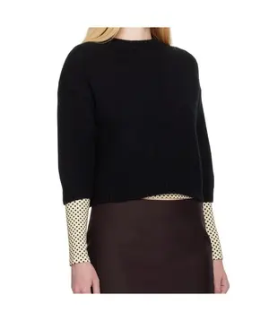 Khaite Crew Neck Elbow Sleeve Ribbed Hem Sweater