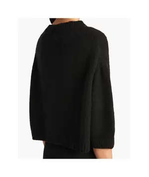 Khaite Crew Neck Elbow Sleeve Ribbed Hem Sweater
