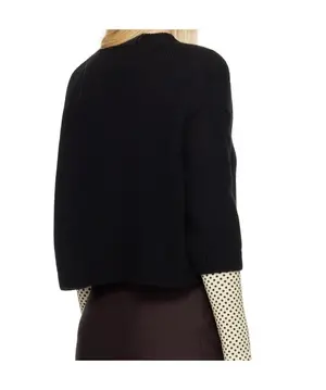 Khaite Crew Neck Elbow Sleeve Ribbed Hem Sweater