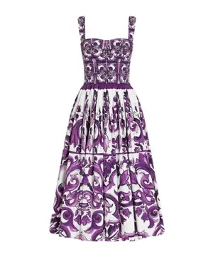 Dolce & Gabbana Majolica-printed Poplin Midi Dress