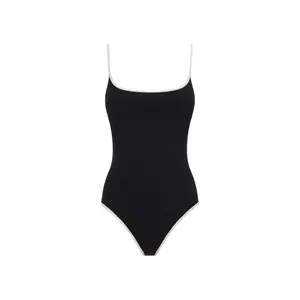 TOTEME Stripe-edge High-cut Swimsuit - Black