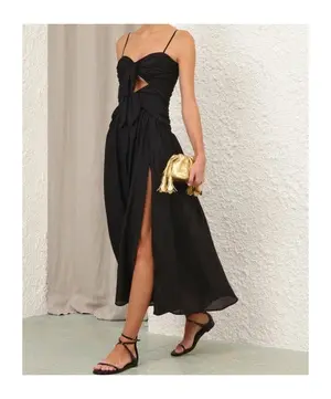 Zimmermann Aster Scarf Midi Dress - Black