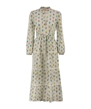 MC2 SAINT BARTH Belted Floral Printed Midi Dress