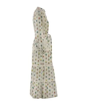 MC2 SAINT BARTH Belted Floral Printed Midi Dress