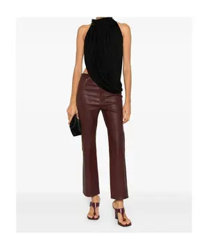 FRAME Reboot Crop Leather Trousers - Red