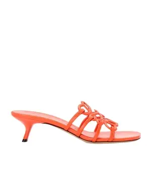 Loewe Petal Anagram Slide Sandals In Soft Calfskin - Deep Saffron