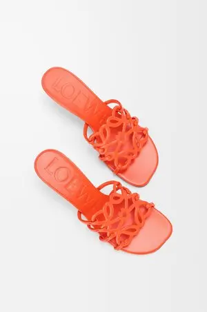 Loewe Petal Anagram Slide Sandals In Soft Calfskin - Deep Saffron