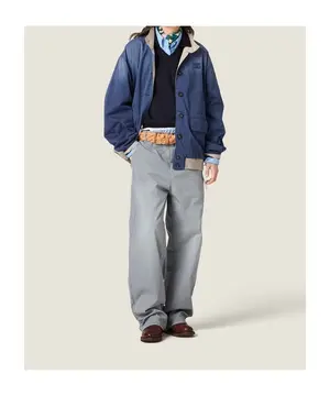 Miu Miu Garment-dyed Twill Pants - Gray
