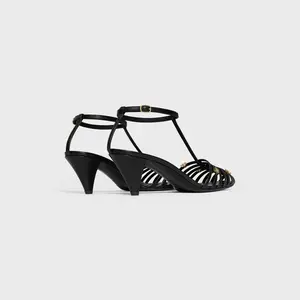 Celine Cage Heeled Sandal In Goatskin