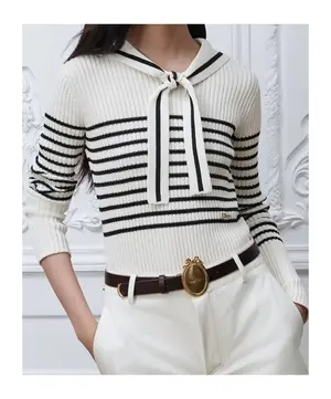 Dior Sailor Collar Striped Knit Sweater
