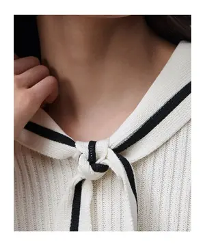 Dior Sailor Collar Striped Knit Sweater