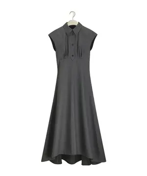 Dior Mid-length Flared Dress With Pleated Details - Gray