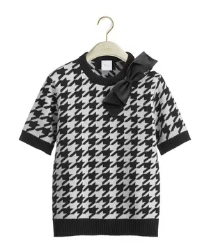 Dior Short-sleeved Houndstooth Sweater With Bow Detail - No