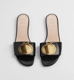 Dior Medaillon Buckle Slide Sandals