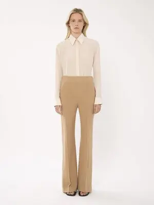 Chloé Wide-legged Wool Trousers - Nude