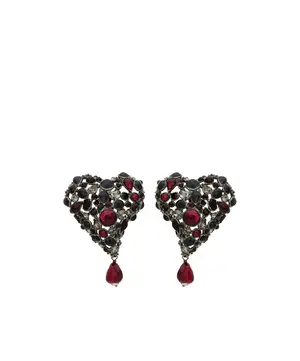 Saint Laurent Embellished Heart Dangle Earrings