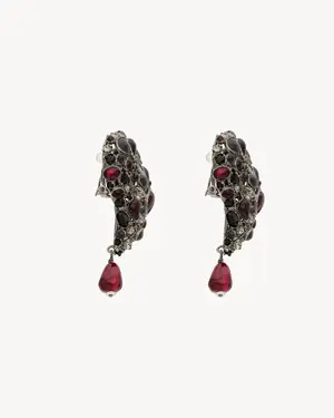 Saint Laurent Embellished Heart Dangle Earrings