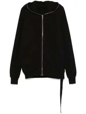 Rick Owens Zip Up Hoodie With Gimp Strap Detail - Black