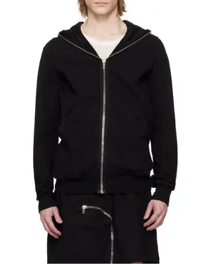 Rick Owens Zip Up Hoodie With Gimp Strap Detail - Black
