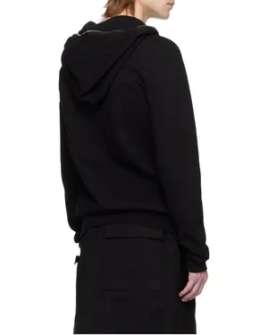 Rick Owens Zip Up Hoodie With Gimp Strap Detail - Black