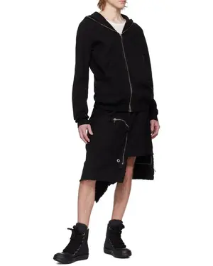 Rick Owens Zip Up Hoodie With Gimp Strap Detail - Black