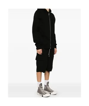 Rick Owens Zip Up Hoodie With Gimp Strap Detail - Black