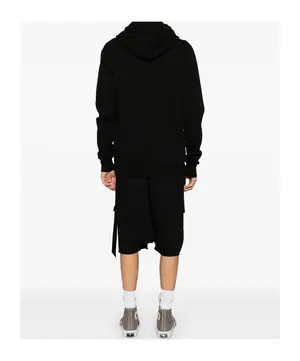 Rick Owens Zip Up Hoodie With Gimp Strap Detail - Black