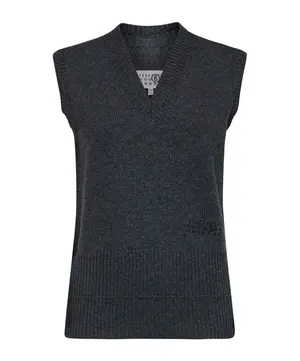MAISON MARGIELA V-neck Knitted Vest - Gray