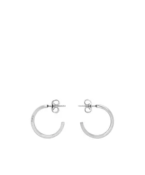 MAISON MARGIELA Hoop Earrings With Engraved Logo - Silver